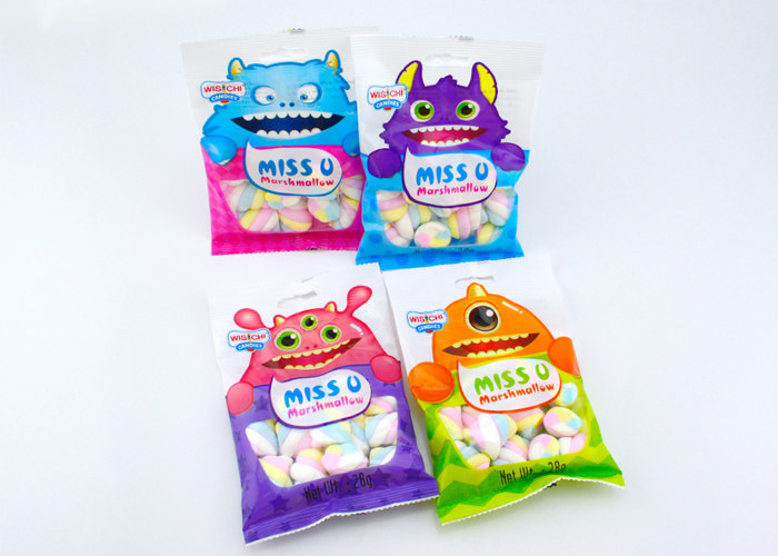 28G Marshmallow Custom Food Packaging Bags Any Twisted Shape Window ...